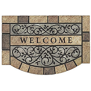 MTOUOCK New Large 36"x24" Heavy Duty Welcome Mat Outdoor with Non-Slip Rubber Backing - Durable Outdoor Door Mat for Front Door Entrance, Garage, Patio & High Traffic Areas - Stone Scroll Design