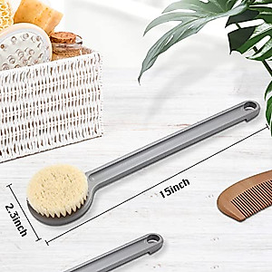2Pack Back Scrubber for Shower, PIPUHA Back Scrubber Long Handle with Soft and Stiff Bristles, Shower Brush Body Exfoliating for Wet or Dry Brushing, Bathing Accessories for Body Brushes