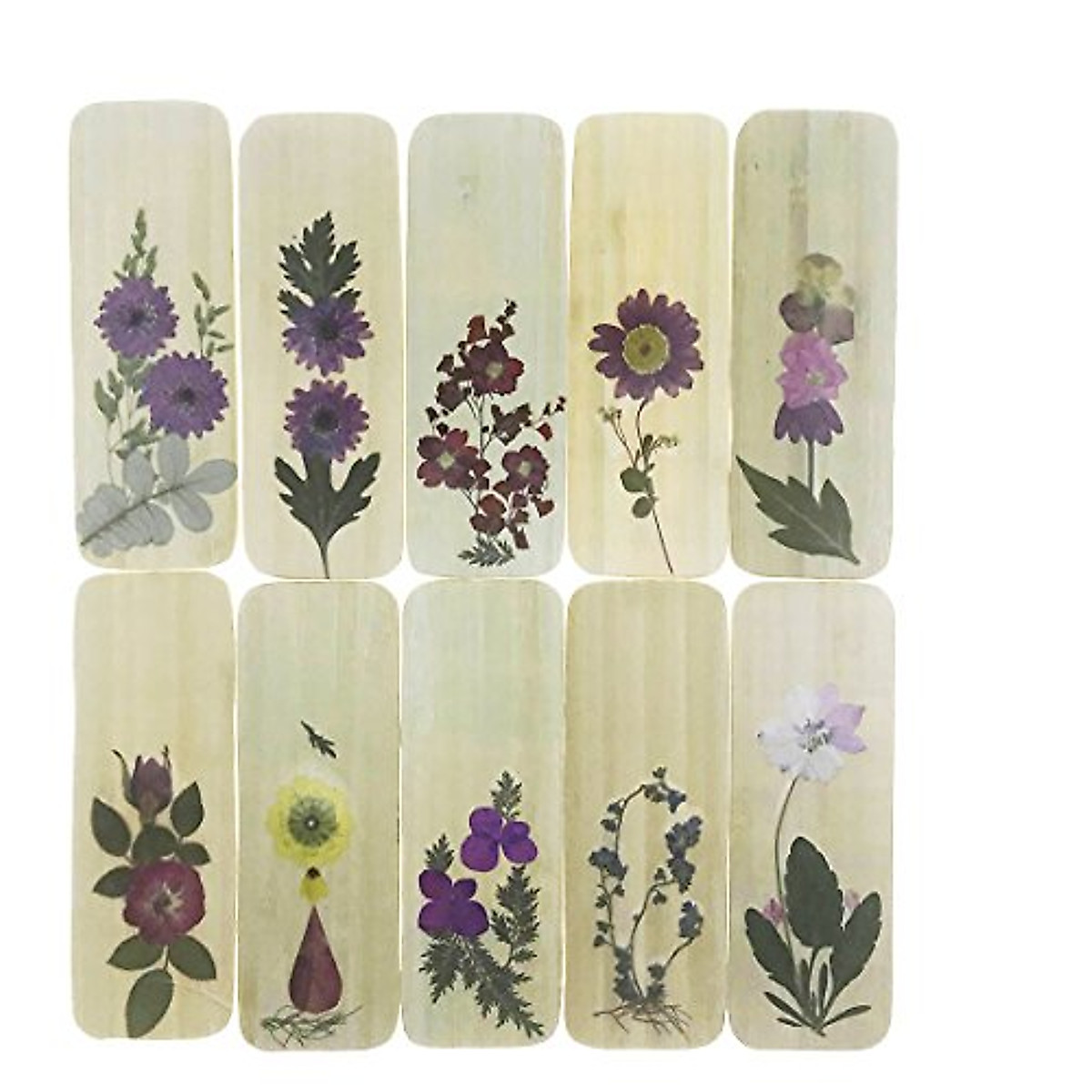 10 Pcs Handmade Bamboo Dried Flowers Chinese Style Bookmarks for Kids School Study Decoration Souvenirs Business Christmas Birthday Gift