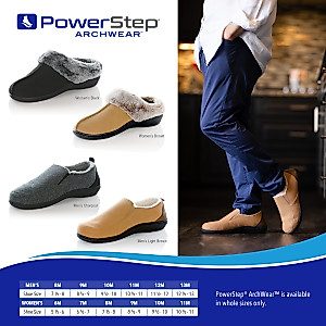 Powerstep Men's 2022 Archwear, House Shoes, Orthotic Slippers with Arch Support, Dark Gray, 11