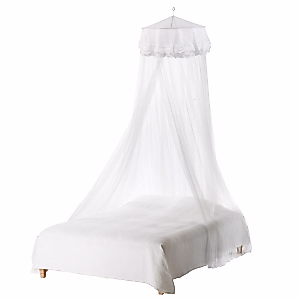 Toyvian Bed Canopy Net Baby Mosquito Net Girls Bed Tent Crib Mosquito Net, Lace Net Thicken Hanging Bed Canopy Easy Installation Mesh Net for Home Kids Room (White)