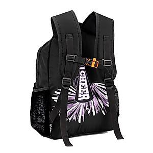 zaaprintblanket Personalized Custom Beautiful Purple Cheer Teens Backpack Shoulder Bag with Chest Strap With 2 Side Pockets