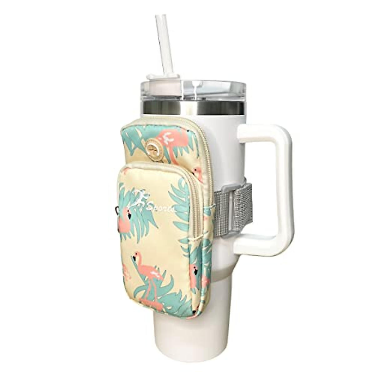 Klasikok Pouch for Stanley Cup,Gym School Pouch Bag for Stanley Water Bottle 40oz Tumbler,Lipstick Holder Caddy Bag for Sports Bottle (Cream)