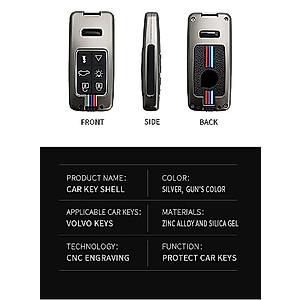 SANRILY Luminous 6 Button Key Fob Cover Case Fit for Volvo 2017 2018 S60 S80 V40 V60 V70 XC60 XC70 Keyless with Keychain Black