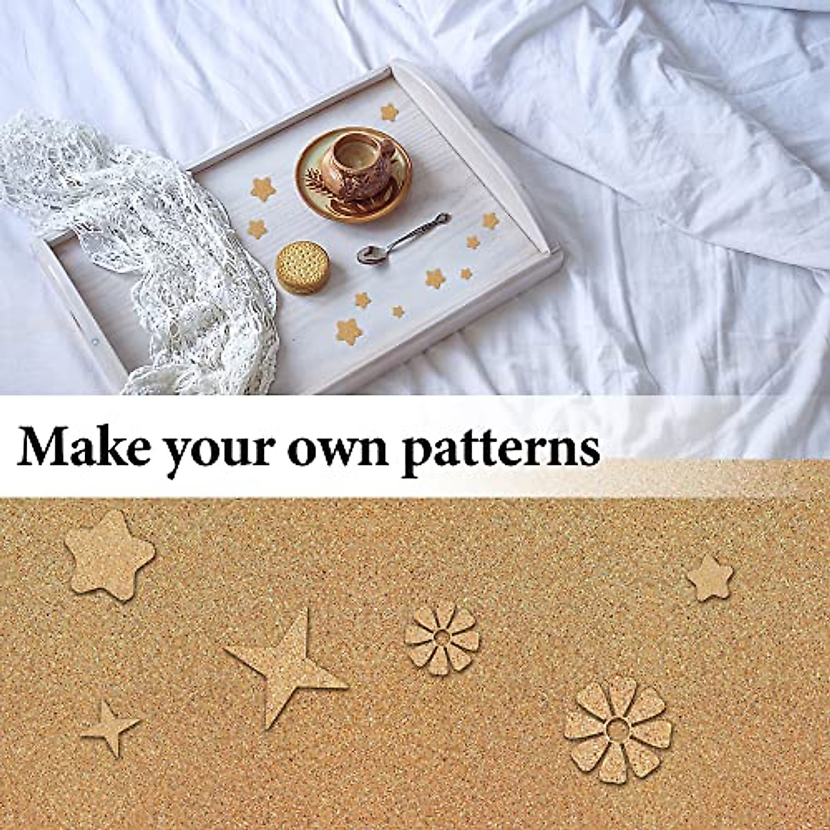 CREHNIL Natural Self Cork Roll with Adhesive Backing 1/8 Inch Drawer Shelf Liner Peel and Stick 18 * 48IN 2 Pack