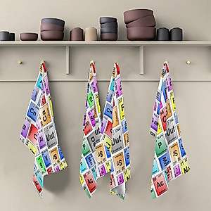 Periodic Table of The Elements Kitchen Towels 4 Pack, Rainbow Chemistry Dish Cloths Dish Towels Absorbent Tea Towels Bar Towels with Loop Kitchen Dish Towel for Household Drying Dish 18" x 28"