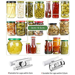 Jar Opener, Caliamary Jar Lid Opener for Seniors with arthritis, Adjustable Stainless Steel Lids Off Easy Jar Opener for 0.98-3.93inch Bottle Can (White)