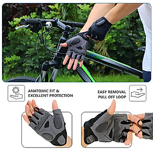 LuxoBike Cycling Gloves Mountain Bike for Men – Shock Absorbing SBR Gel Padded – Anti Slip Palm – Ultra Breathable – Specialized for Mens Bicycling, Biking, MTB Biker, Road Bicycle Riding