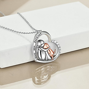 YFN Sterling Silver Keepsake Dog Pendant Necklace I Love You Forever Dog Lover Memorial Gifts for Women (Rose- I Love You Forever)