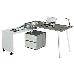 Techni Mobili Rotating Modern Multi-Positional Desk, Grey