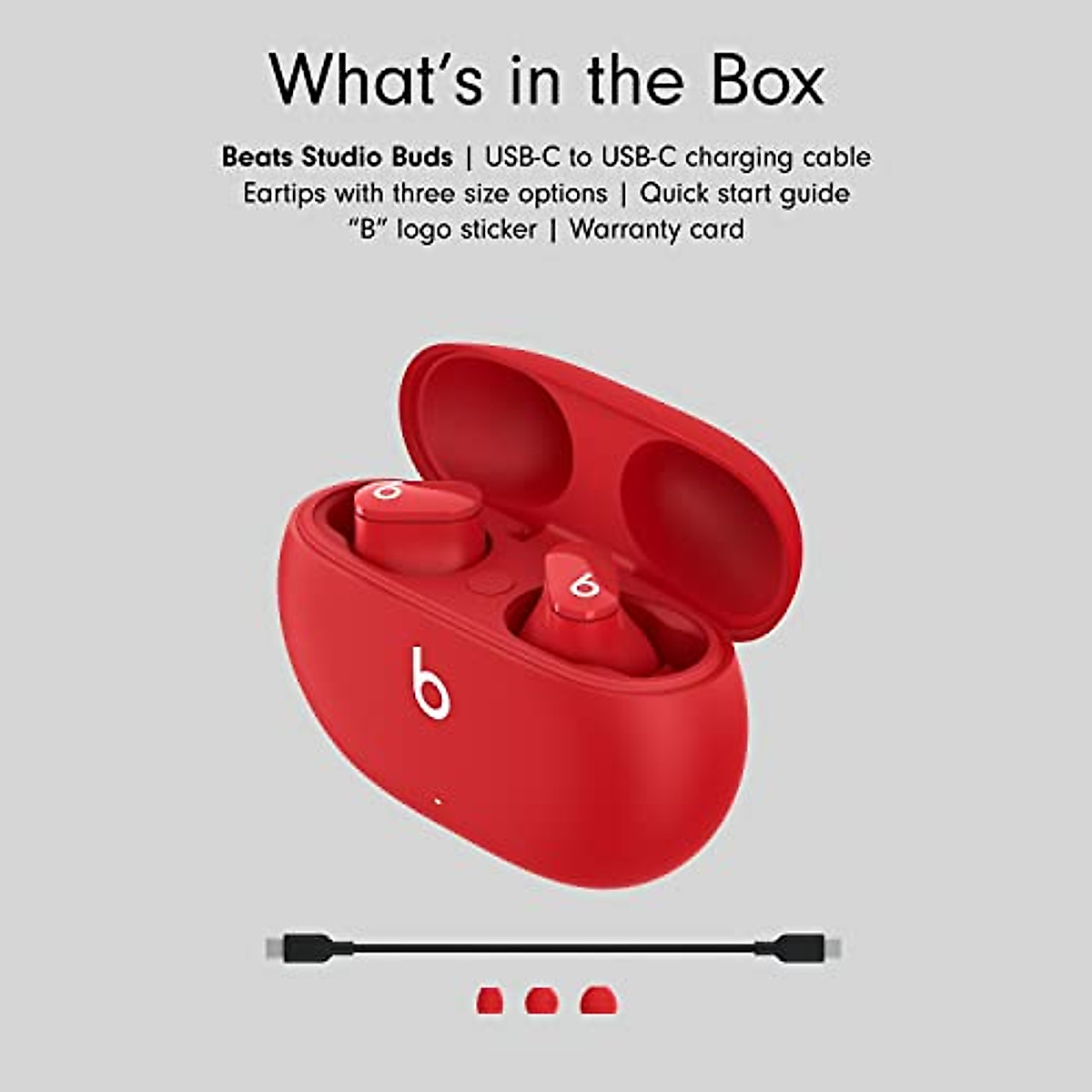 Beats Studio Buds - True Wireless Noise Cancelling Earbuds Red with AppleCare+ (2 Years)