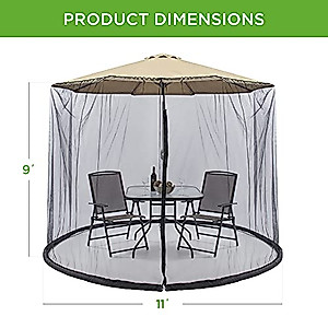 Best Choice Products 9ft Adjustable Mosquito Net for Umbrellas 7.5-11ft, Bug Screen Patio Umbrella Accessory for Outdoor Market Offset Cantilever w/Polyester Mesh Net, Zipper Door, Fillable Base