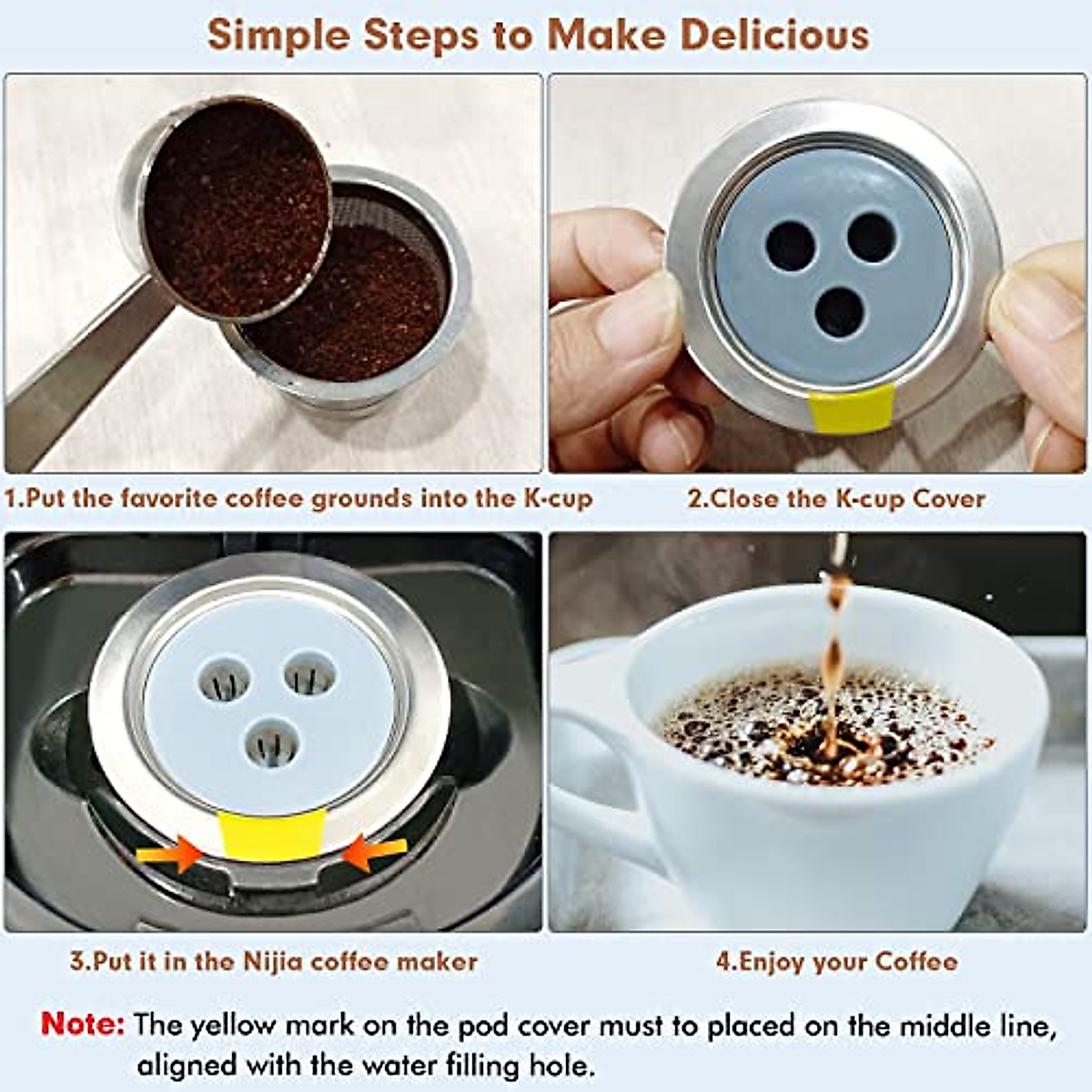 Reusable K Cups pods Compatible with ninja dual brew pro specialty coffee maker,Reusable Coffee Filter Accessories fits Ninja CFP201 CFP301 CFP305 CFP400 Dual Brew Pro System (2pack)