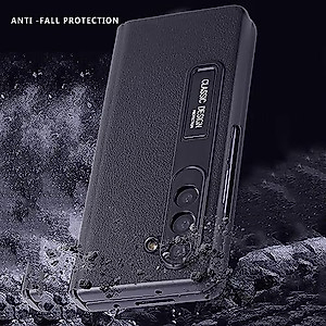 EKSED Case for Samsung Galaxy Z Fold 5, Genuine Cowhide Leather Cover Folding Stand Magnetic Hinge Protection Case,Brown