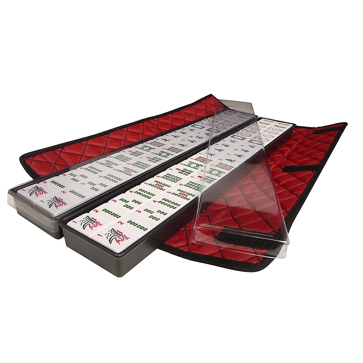 Linda Li American Mah Jongg Set Black Quilted Soft Bag - 166 White Engraved Tiles, 4 All-in-One Rack/Pushers