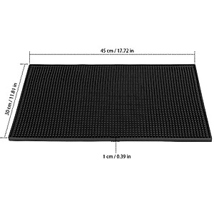 HOZEON 3 Pack 12 x 18 Inches Rubber Bar Service Mat, Non Slip Rubber Bar Spill Mat, Bar Mats for Countertop, Bar, Kitchen, Restaurant, Bartender, Hotel, Beverages, Furniture, Black