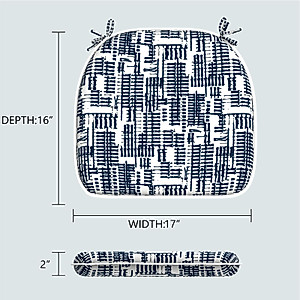 LVTXIII Outdoor Chair Cushions Set of 4, Patio Seat Cushions D16xW17 with Ties, Water Repellent Chair Pads for Patio Furniture Garden Use, QR Code Navy