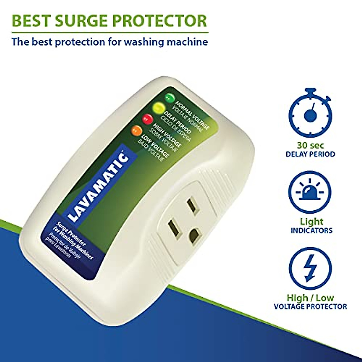 Lavamatic WS-10521 Electronic Surge Protector for Washing Machine – Front Top Load Washers