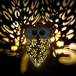 Sunwhale Owl Solar Wind Chimes for Outside Big Wind Chimes Indoor Hanging Outdoor Decor Metal Wind Warm LED Light Memorial Sympathy Gift with Metal Tubes Waterproof for Garden Yard Patio Lawn