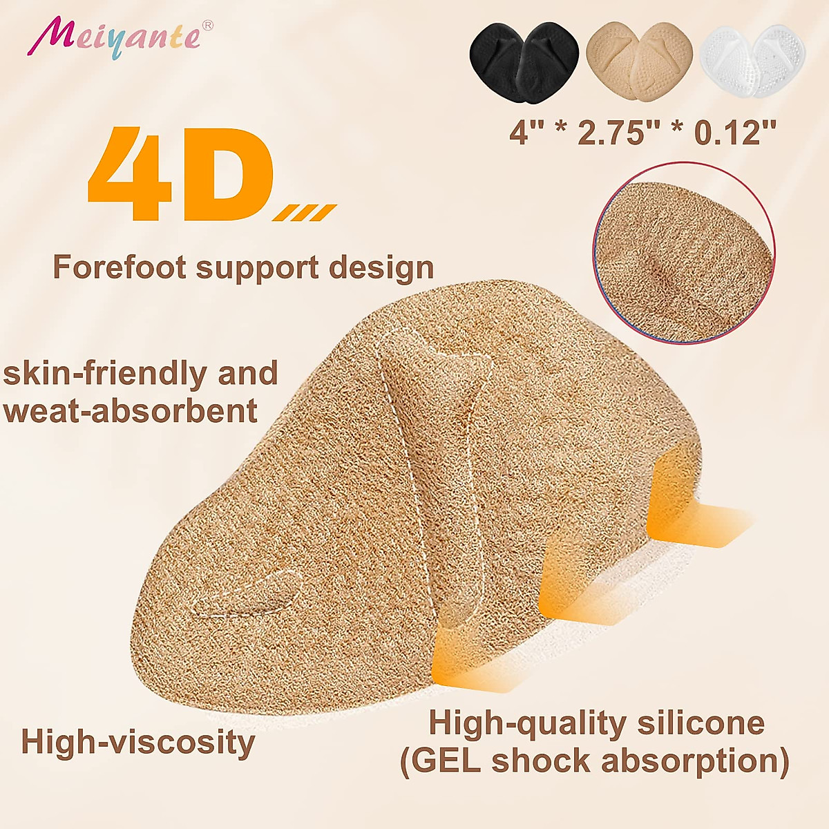 Metatarsal Pads Women | Heel Inserts for Women | Ball of Foot Cushions (2 Pairs Foot Pads) All Day Pain Relief and Comfort One Size Fits Shoe Inserts for Women Foot Pads Metatarsal Pads Women (Clear)