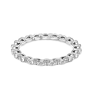FRIENDLY DIAMONDS 5/8 Carat | 14K White Gold | IGI Certified Brilliant-Cut Lab Grown Tiny Bezel Eternity Diamond Ring | IJ-I2-I3 Quality