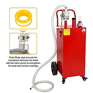 KODOM 30 Gallon Gas Caddy, Portable Fuel Storage Tank, Large Gasoline Container Diesel Can with Pump Rolling and Solid Rubber Wheels for Boat, ATV, Car, Motorcycle,UTV (Red)