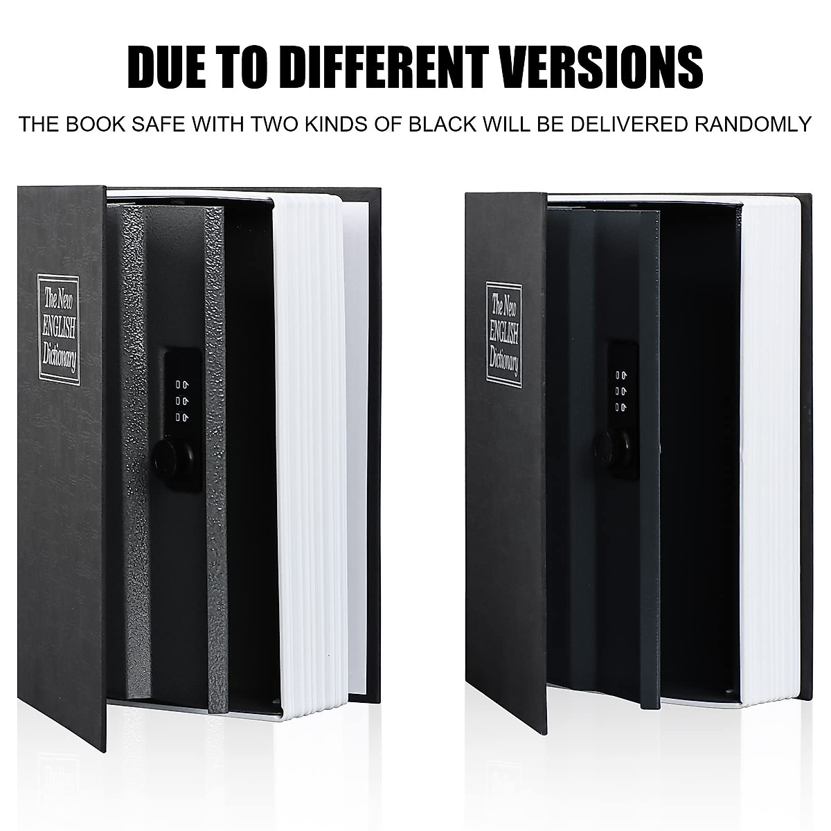 KYODOLED Diversion Book Safe with Combination Lock, Secret Hidden Metal Lock Box,Money Hiding Collection Box,9.5" x 6.2" x 2 .2" Black Large