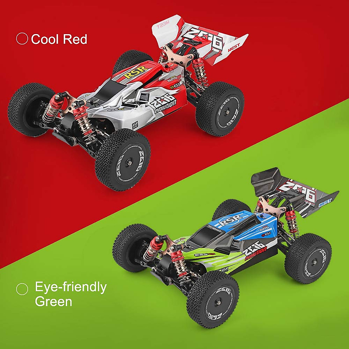 GoolRC WLtoys 144001 RC Car, 4WD 2.4GHz 60km/h High Speed Remote Control Car Off-Road RC Trucks, 1:14 Scale RC Buggy with RTR Aluminum Alloy Chassis 550 Motor Gifts for Adults (Red)