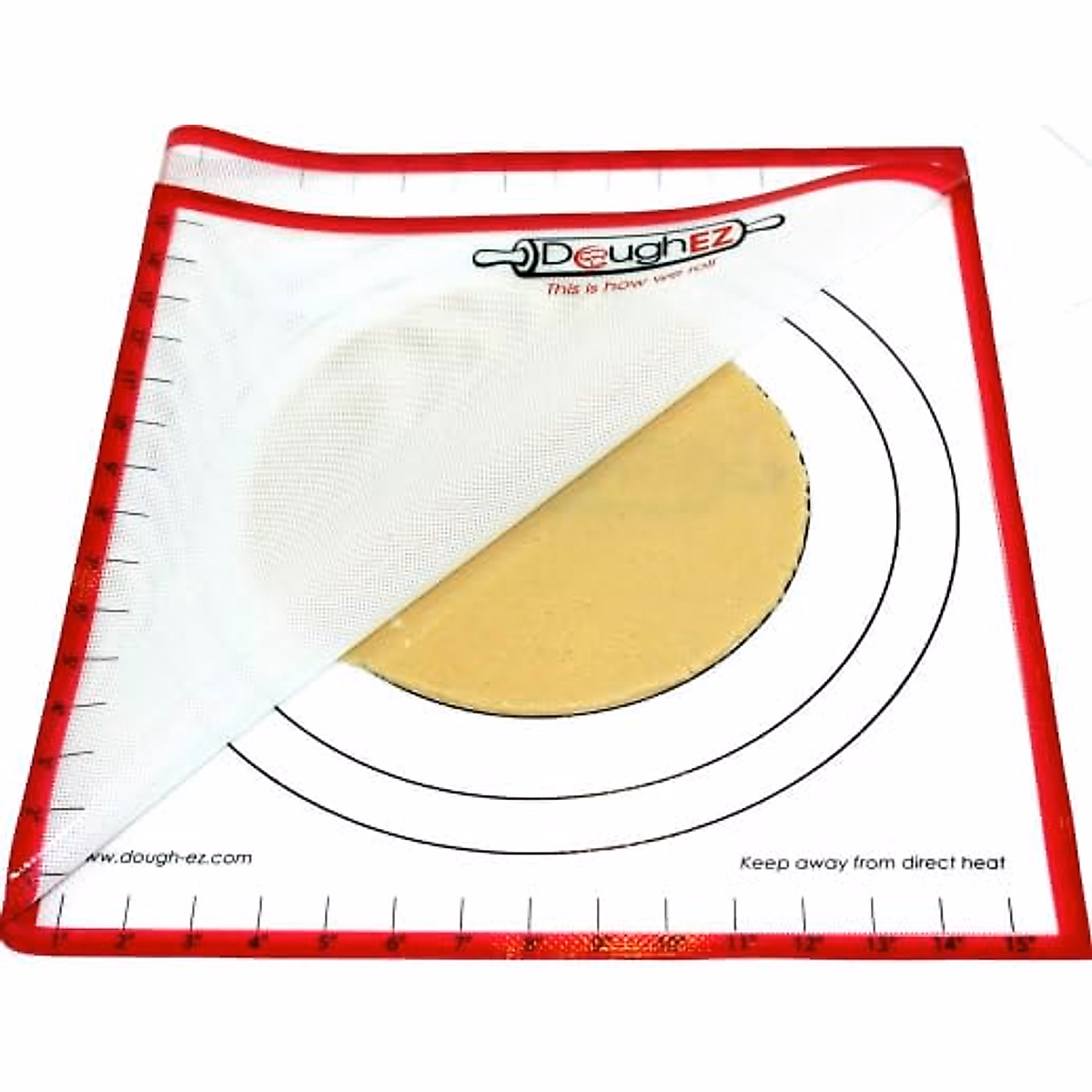 DoughEZ Patented Extra Large 17.5 x 32 Non-Slip Silicone Pastry Dough Rolling Mat and 6 Guide Sticks - BPA Free, Approved materials