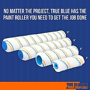True Blue 14" Professional Paint Roller Covers, 14 Inch, Best for All Types of Painting Surfaces, Refill Bulk Pack (3, 1/2" Nap)