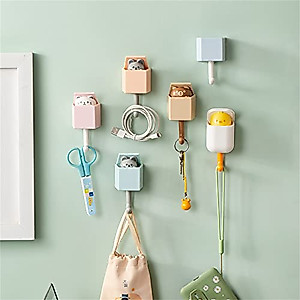 NURZIY Cat Chick Hamster Wall Hook,Self-Adhesive Wall Hanging Waterproof Hooks Up,Traceless Hook for Hat,Coat,Key,Leash,Towel (Blue)