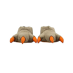 Jurassic World Kids Dinosaur 3-D Claw Feet Plush Slippers (2-3 M US Little Kid, Light Brown)