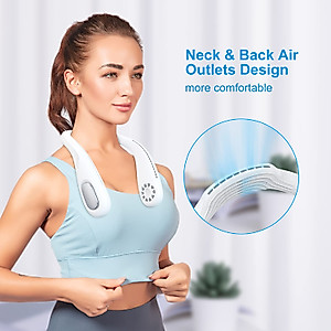 Diesetsr Portable Neck Fan, Hands Free Bladeless Neck Fan 3 Speeds 360°Cooling Wearable Personal Fan with 4000mAh USB Rechargeable Battery, Low Noise, for Office, Outdoor, Travel, Hiking
