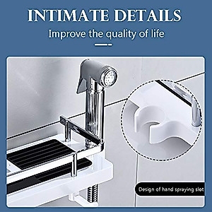 IRDFWH Shower Storage Rack Organizer Bathroom Pole Shelves Shampoo Tray Stand Single Tier No Drilling Lifting Rod Shower Head Holder