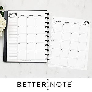 BetterNote 2024 Monthly Calendar Refill with Tabbed Dividers for Discbound Notebooks, Index Tabs, Disc, Pages Fit Happy Planner, Circa Levenger, Arc, TUL, IWP, Talia (Whimsy, 11-Disc, 8.5"x11")
