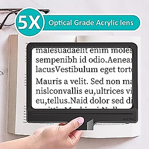 5X Floor Magnifying Glass with Light and Stand, 36 LED Dimmable Floor Magnifying Lamp, 3-in-1 Adjustable Lighted Magnifier for Reading, Sewing, Crafts, Close Work etc