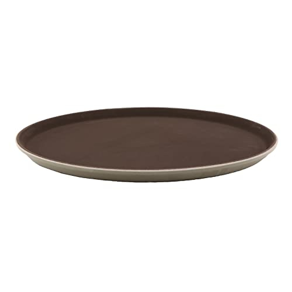G.E.T. NS-1600-BR BPA-Free Non-Slip Plastic Round Serving Tray, 16", Brown
