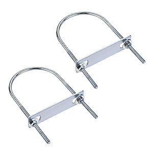 uxcell Round U-Bolts 2 Sets 2.99"(76mm) Inner Width 150mm Length Steel M6 with Nut, Plate, Washer