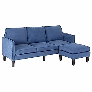 L Shaped Couch sectional Sofa Fabric Sofa Small Sofa Convertible Sofa for Small Living Room, Apartment and Small Space,Navy Blue
