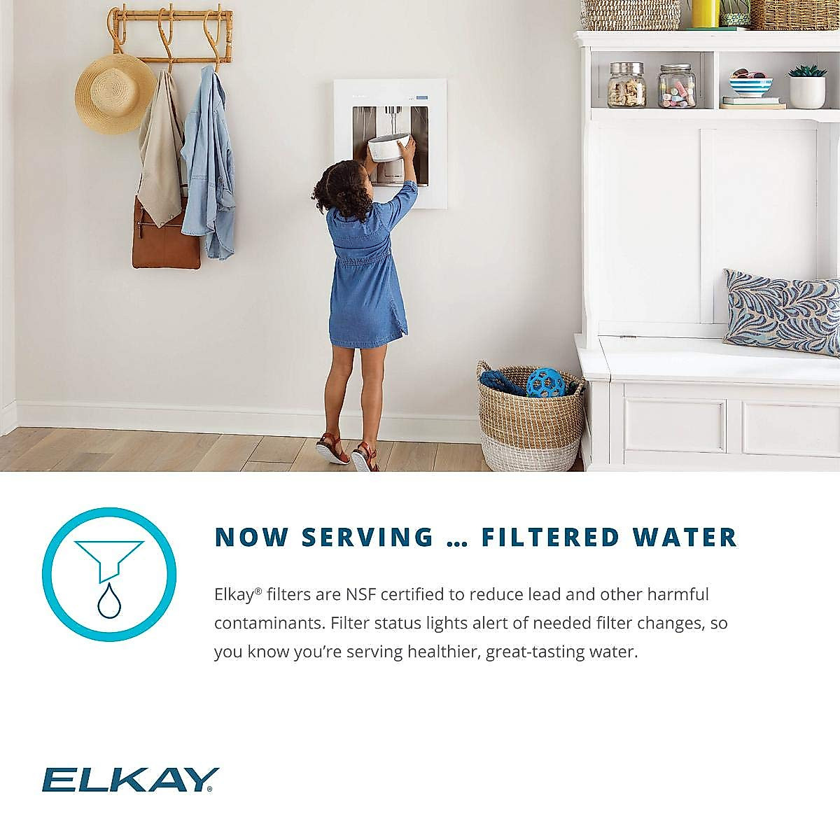 Elkay LBWD06WHK ezH2O Liv Built-in Filtered Water Dispenser, Remote Chiller, Aspen White