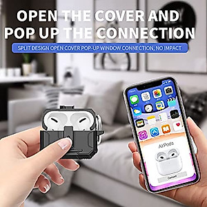 ZenRich One Key Pop-up Airpods Pro Case, zenrich Full-Body Hard Shell Protective Rugged Charging Cover Case with Keychain for AirPods, Front LED Visible,Black