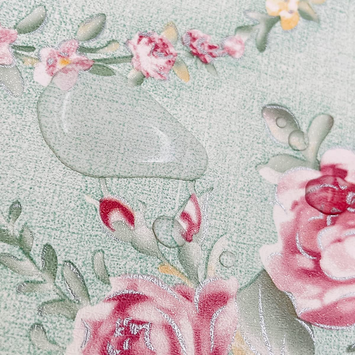 SimpleLife4U Retro Rose Furniture Paper Light Green Self-Adhesive Shelf Liner School Locker Sticker 17.7 Inch by 9.8 Feet