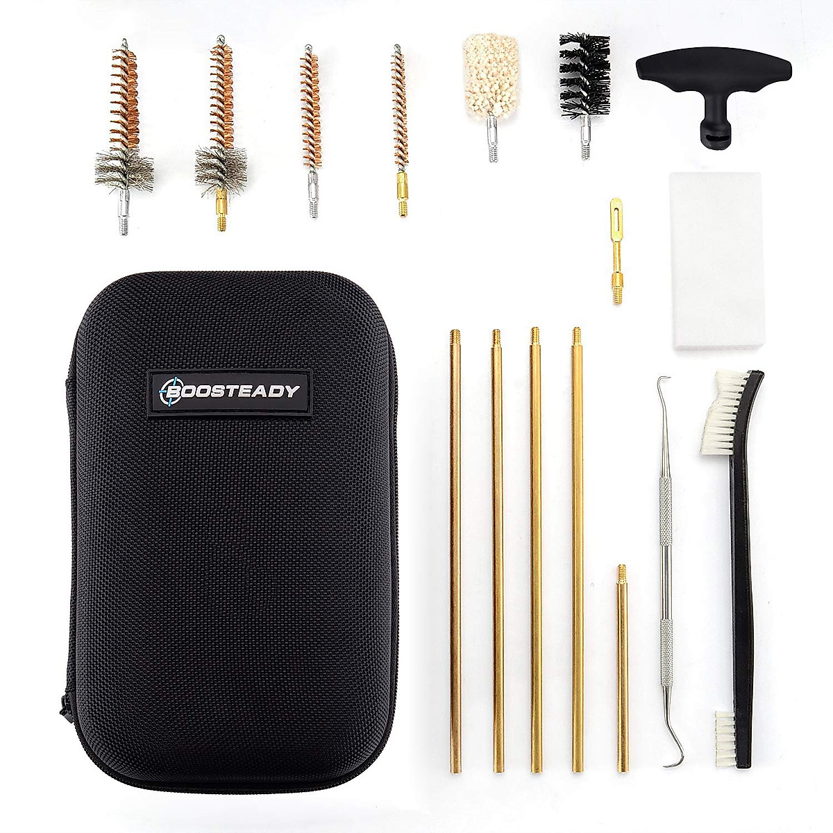 BOOSTEADY 7.62MM Cleaning Kit Pro .223/5.56 Rifle Gun Cleaning Kit with Bore Chamber Brushes Metal Pick Kit Brass Cleaning Rod in Zippered Organizer Compact Combo Case