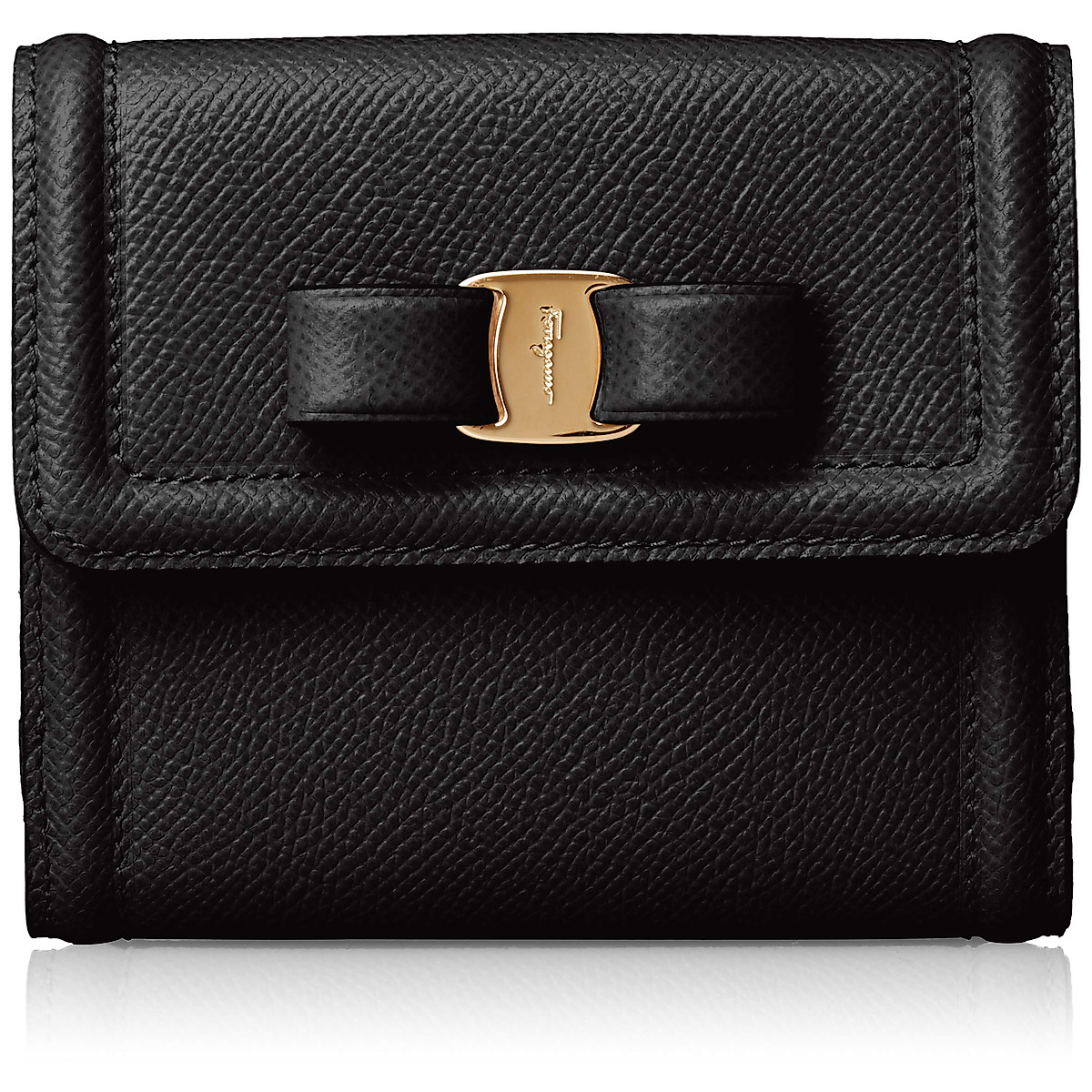 Salvatore Ferragamo 22C911-673755 Vara Ribbon Wallet, Genuine Leather, NERO