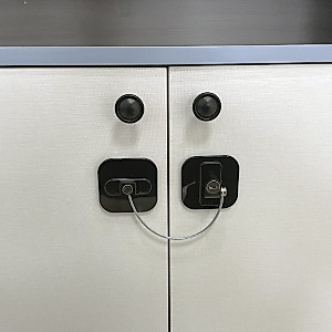 Linlangzhuang Refrigerator Lock, Refrigerator Lock with Key, Freezer Lock with Super Glue and Child Safety Cabinet Lock (Fridge Lock-Black-Balck 1 Pack) (Black, 1pack) (LLZ-BXS)