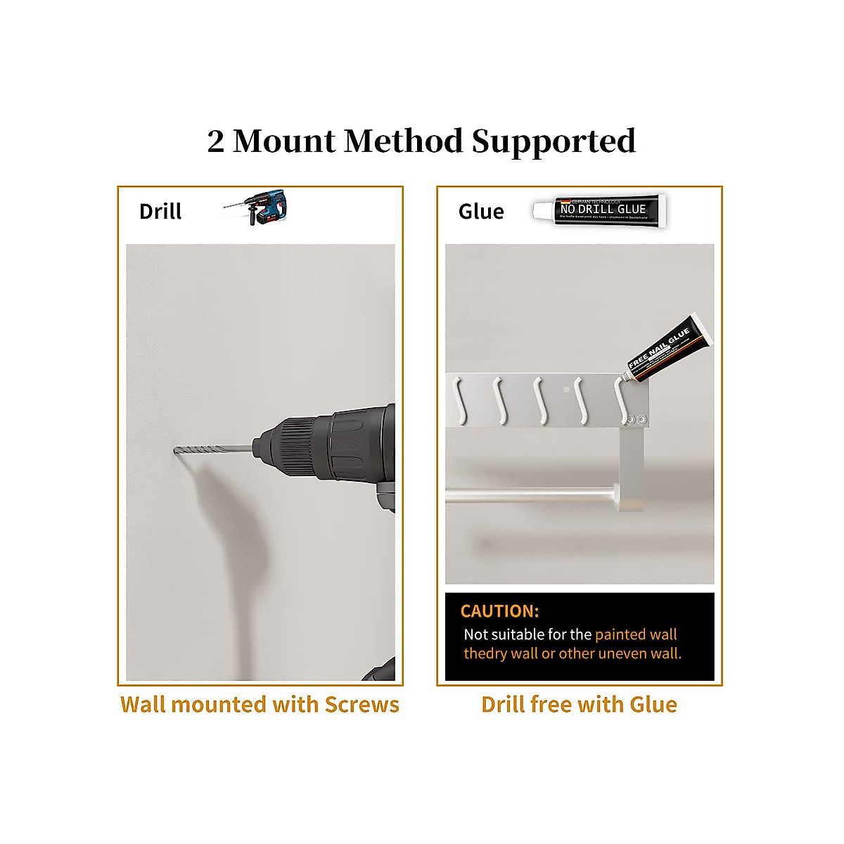 Paper Towel Holder Wall Mount - for Bathroom Hand Towel Holder with Shelf- Kitchen Towel Holder - Matter Silver