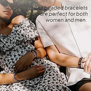 Ubuntu Life Love Beaded Leather Bracelet – Handmade Glass Bead Bracelet with Slide Closure and Genuine Leather, Stackable Boho Bracelets for Women and Men (Red/White, 1 Pack)