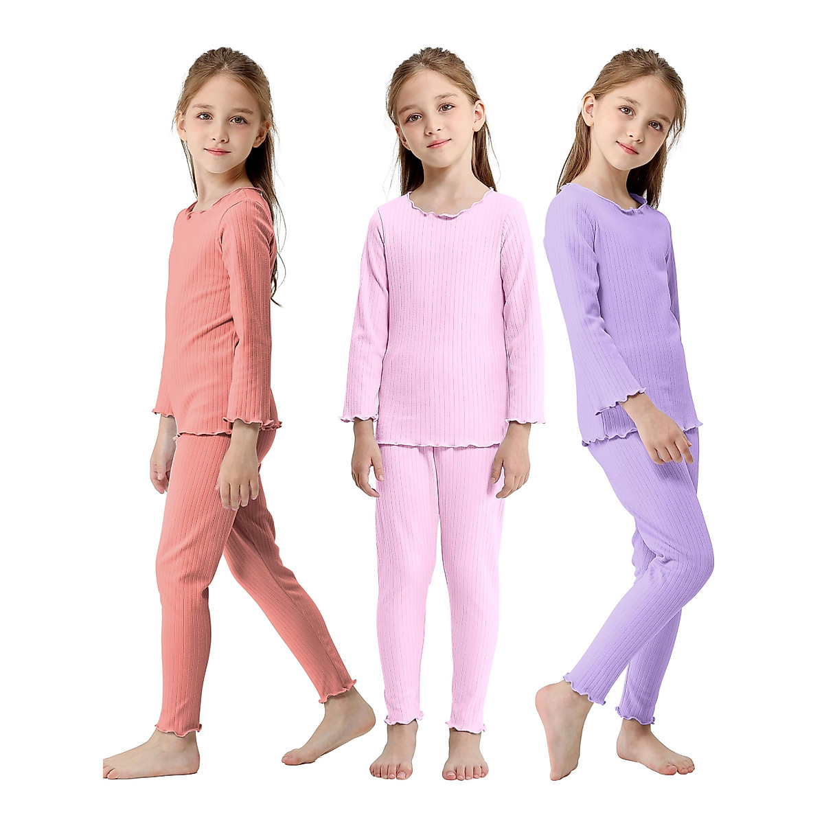 Resinta 3 Pack Girls Kids Thermal Underwear Set Toddler Soft Girls' Top and Long Johns Winter Base Layer Top & Bottom