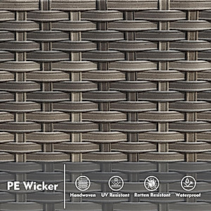 CAODOC 11 Pieces Outdoor Patio Furniture Set, Rattan Wicker Sectional Glide Rocker Chairs Sets with Fire Pit, Swivel Glider Chairs, and Coffee Table