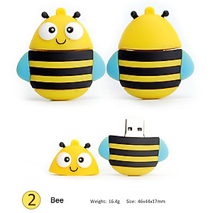 LEIZHAN 5X8GB Cute Animals USB Flash Drive with Chain Bee Fox Owls Penguin Pen Drive Gifts for School Kids and Students Valentine's Day Gift (Pack of 5 Animals)